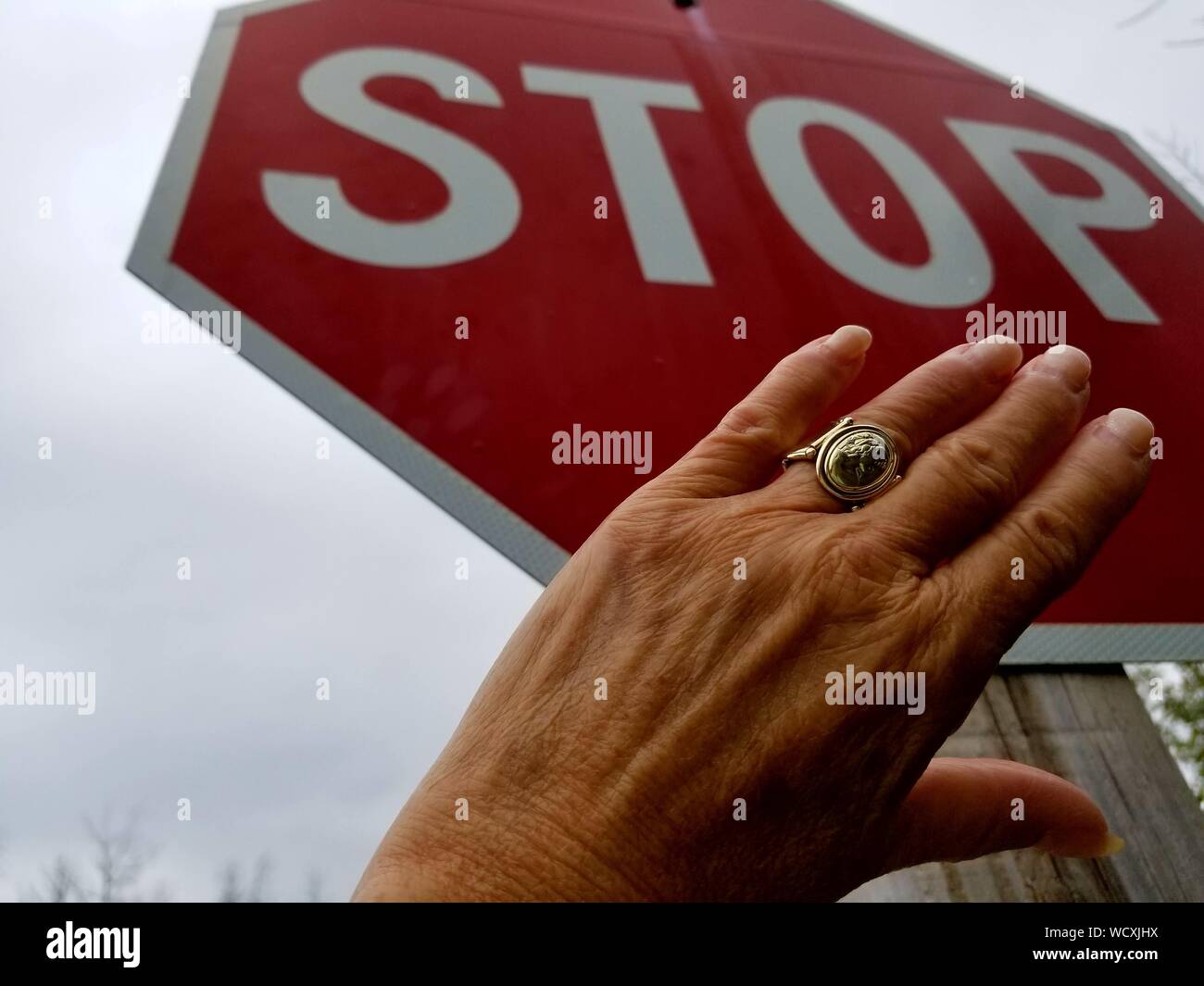 Panneau stop avec une main Banque de photographies et d’images à haute ...