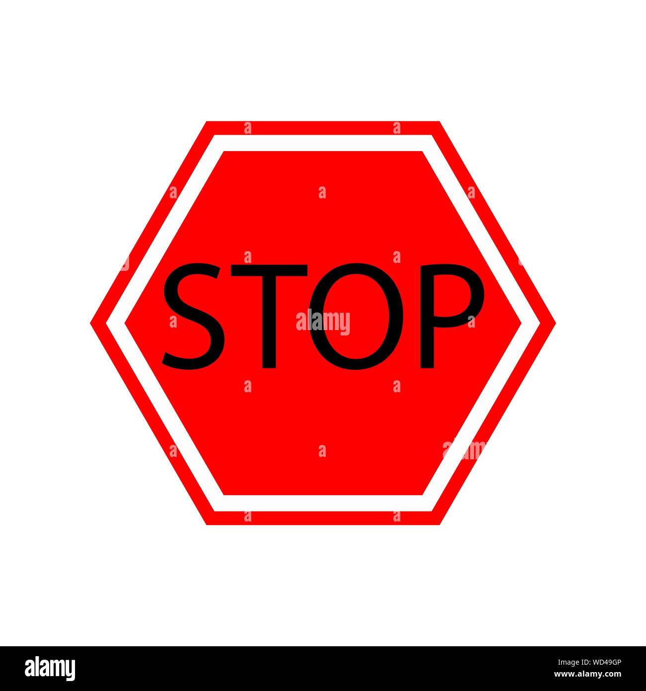Stop rouge isolé sur fond blanc. Avertissement réglementaire symbole d ...