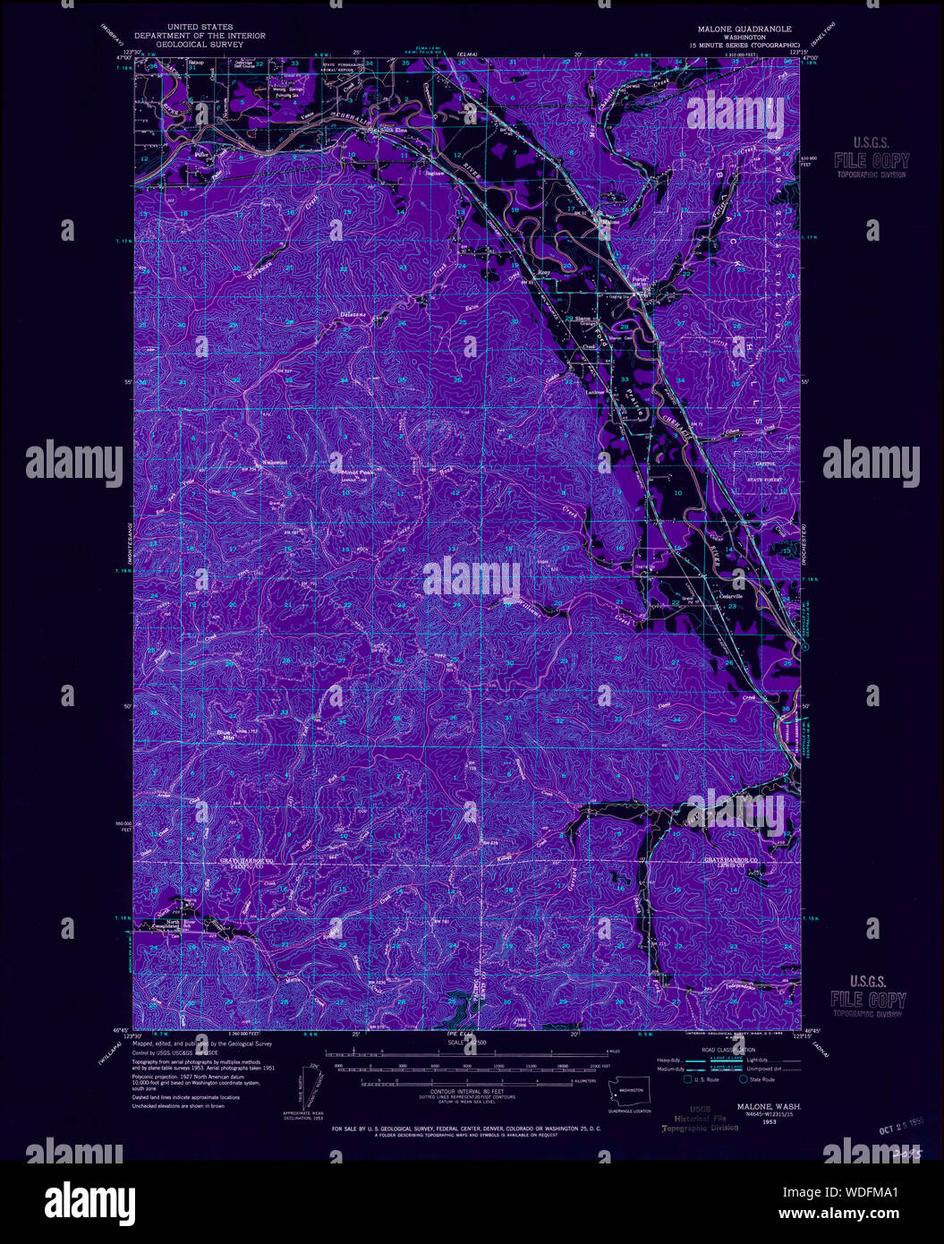 L'État de Washington, de l'USGS Topo Map WA Malone 2421511953 62500 ...