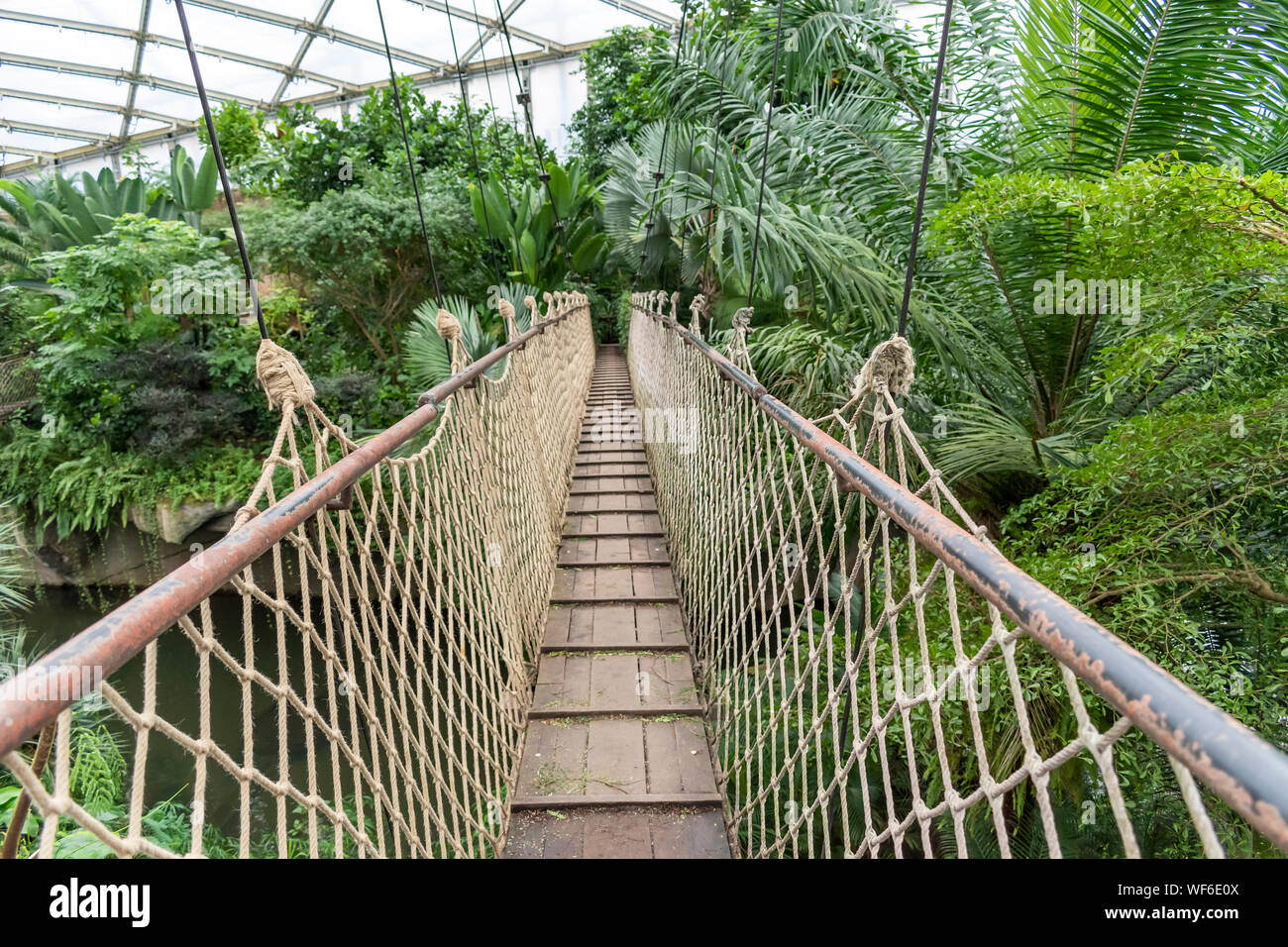 Wooden bamboo suspension bridge Banque de photographies et d’images à ...