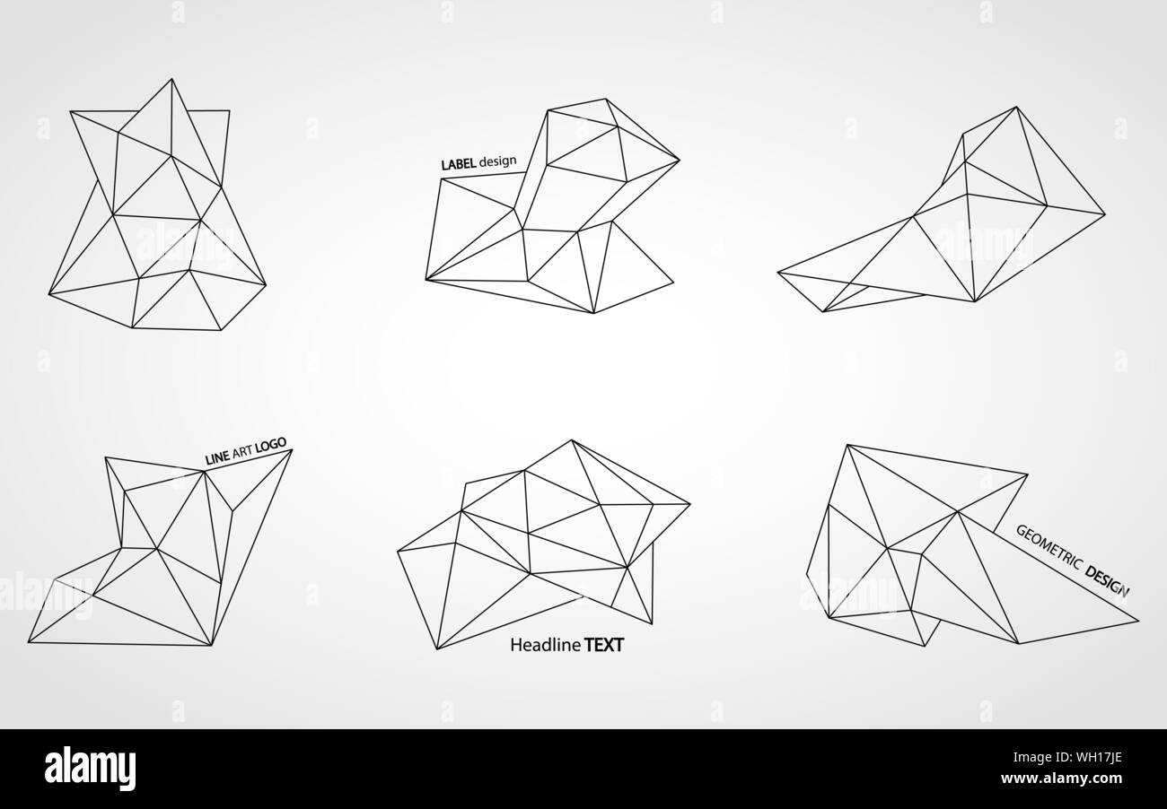Étiquette géométrique, logo ou icône. Ensemble de la ligne polygonale ...