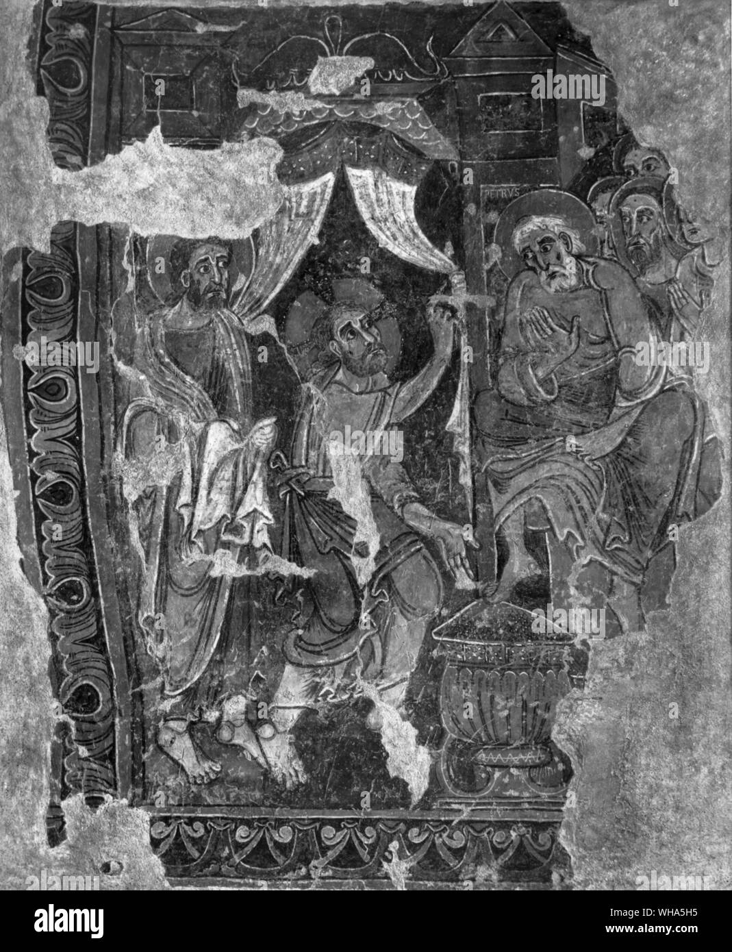 Fresque du 13ème siècle Banque d'images noir et blanc - Alamy