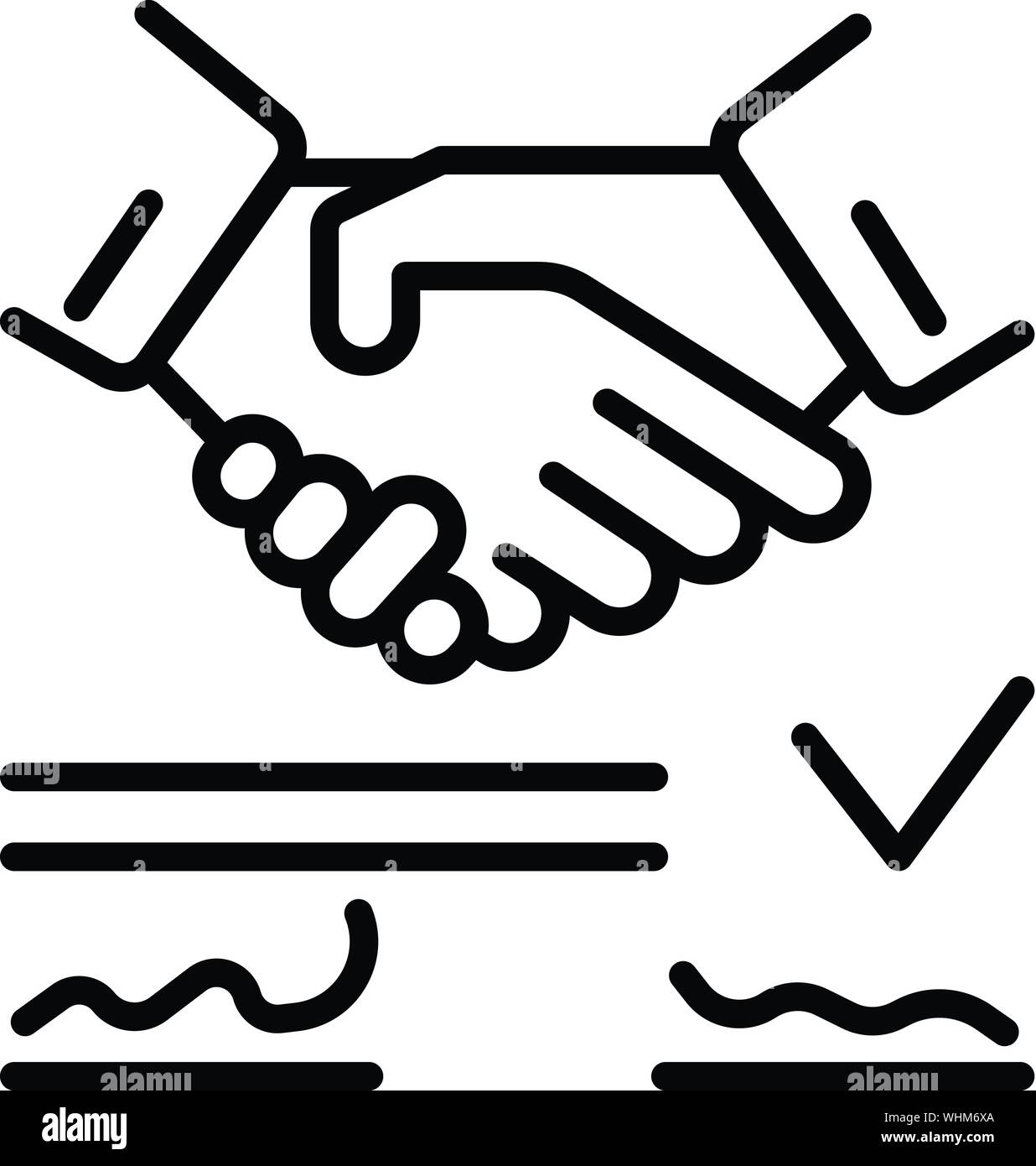 La signature du contrat, l'icône de style contour Image Vectorielle ...