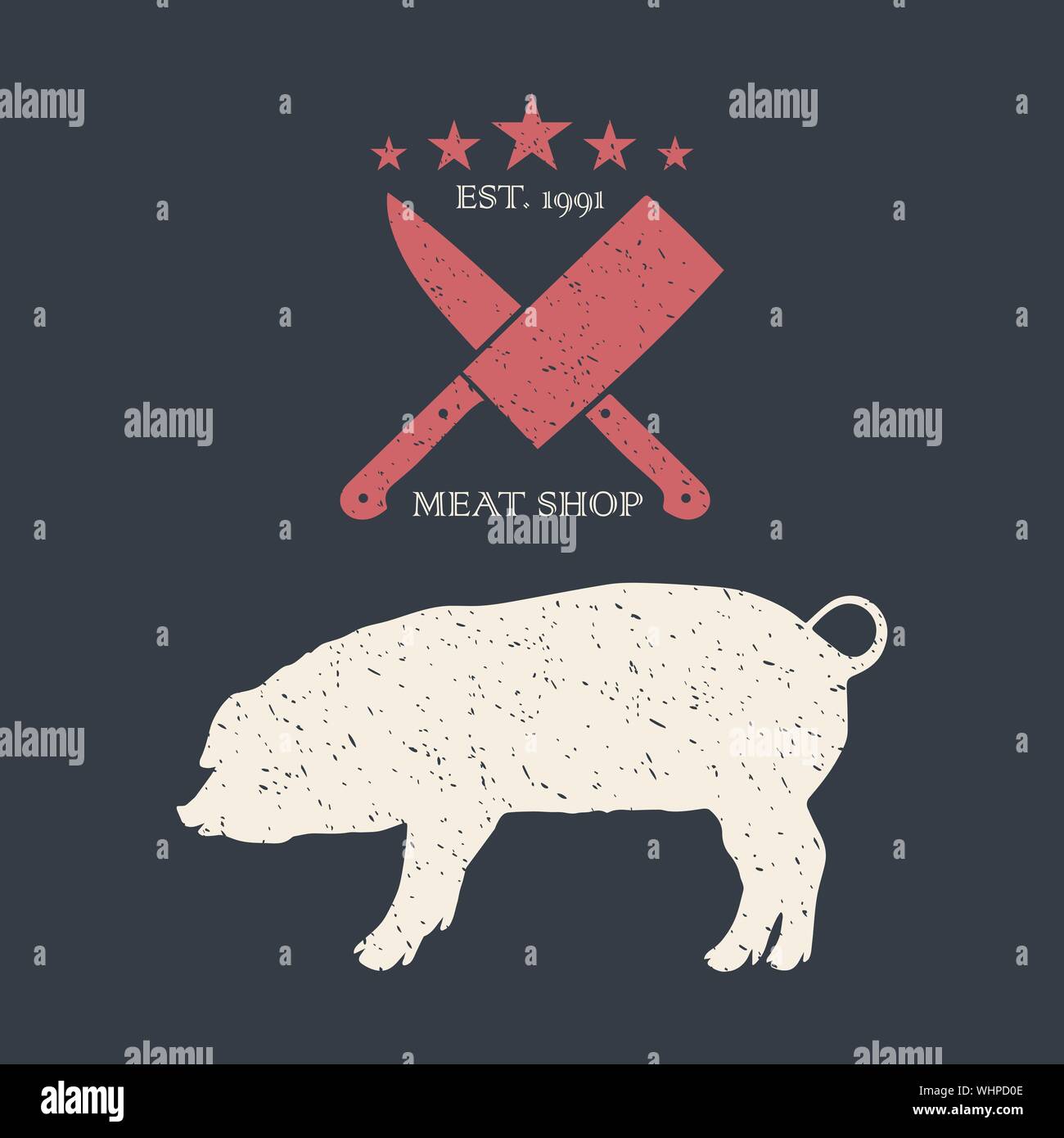 La viande de porc. Vintage poster pour la viande de boucherie shop ...