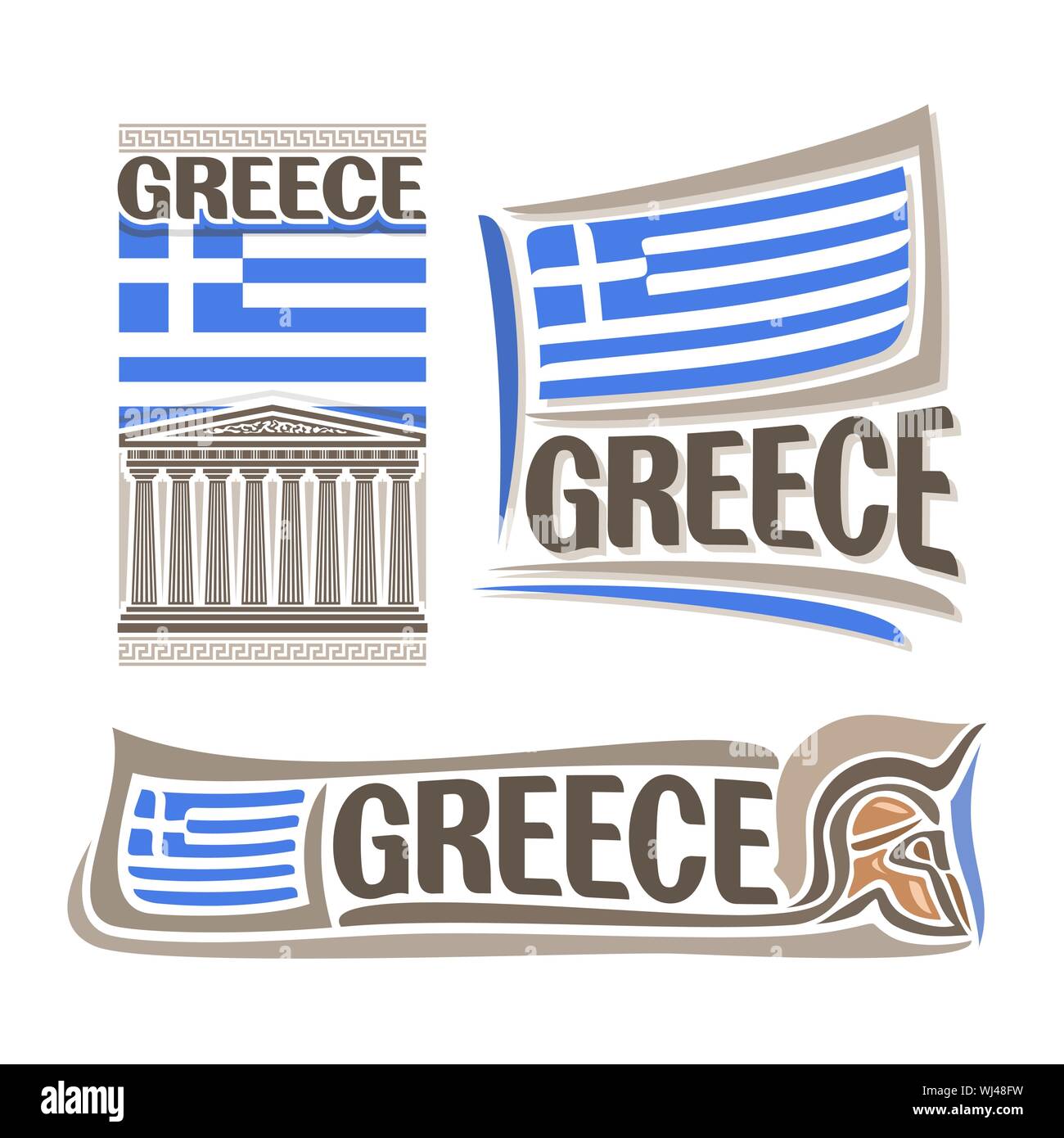 Acropole avec drapeau grec Banque d'images vectorielles - Alamy