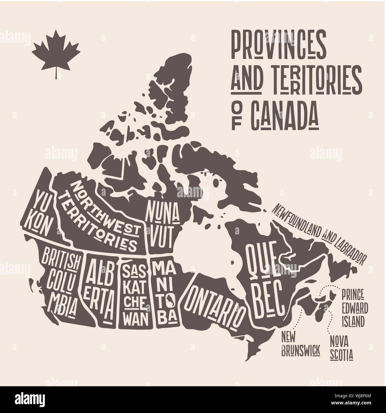 La carte du Canada. Poster carte des provinces et territoires du Canada ...