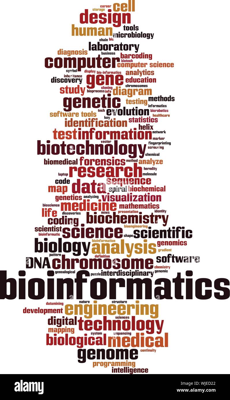 Mot de bioinformatique concept cloud. Collage de mots à propos de la ...