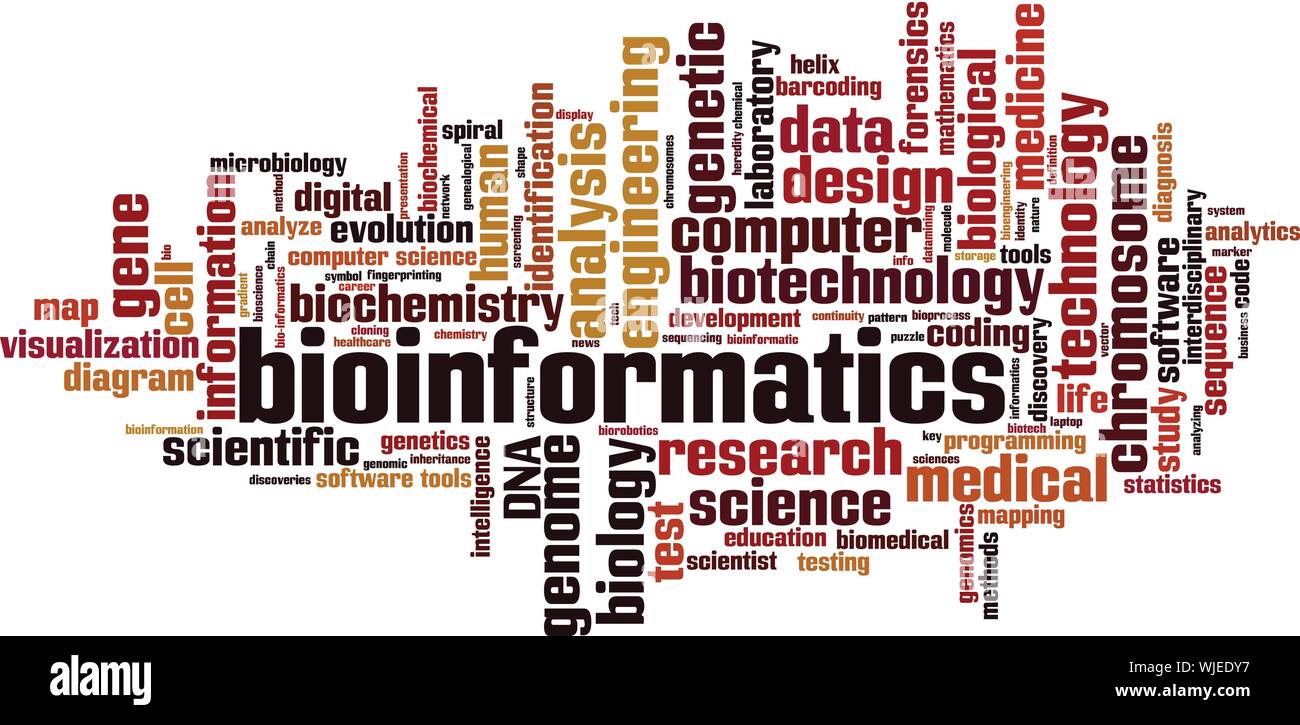 Mot de bioinformatique concept cloud. Collage de mots à propos de la ...