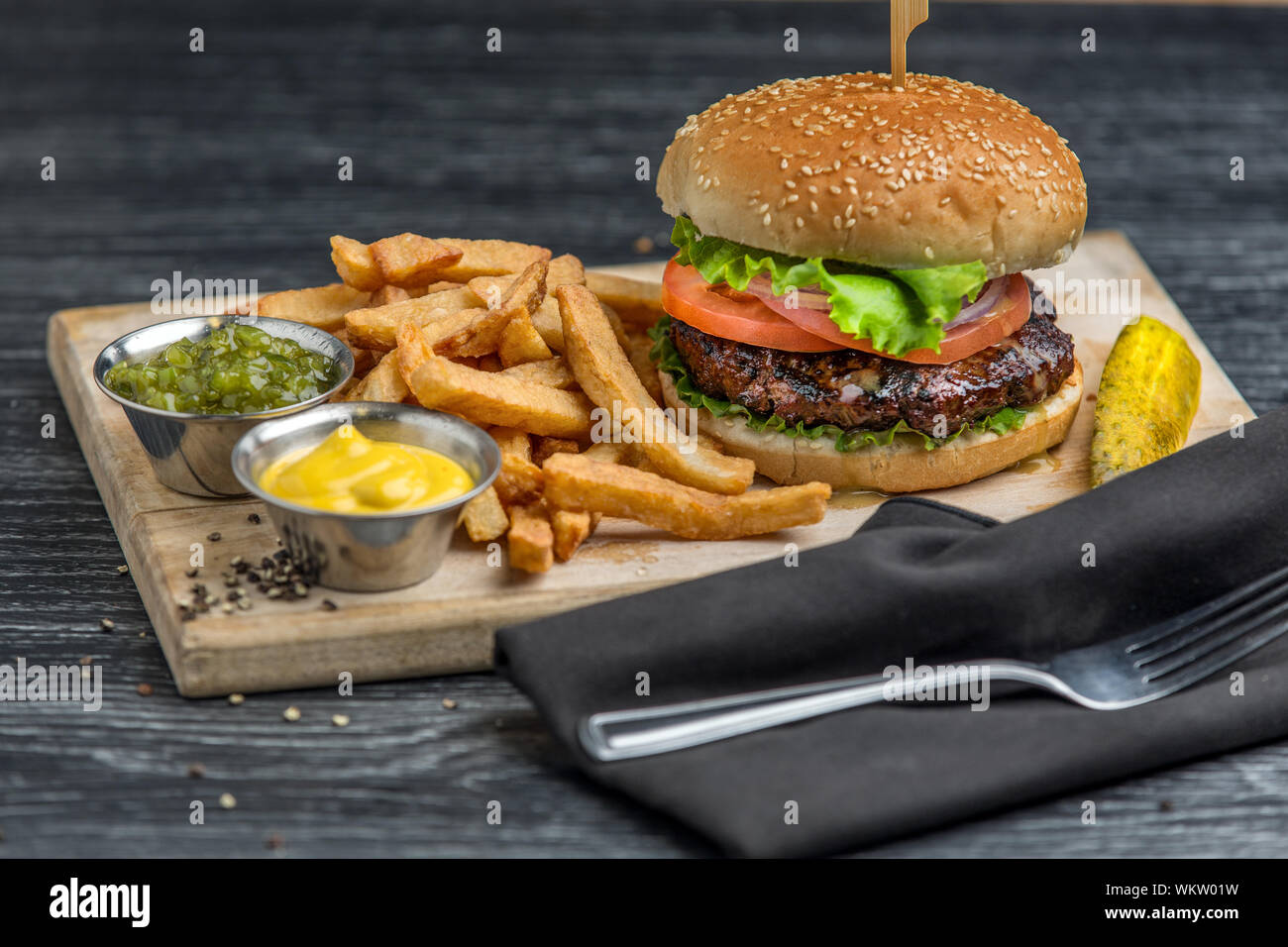 Cheeseburger Frite Maison Noir Et Blanc Banque De Photographies Et D