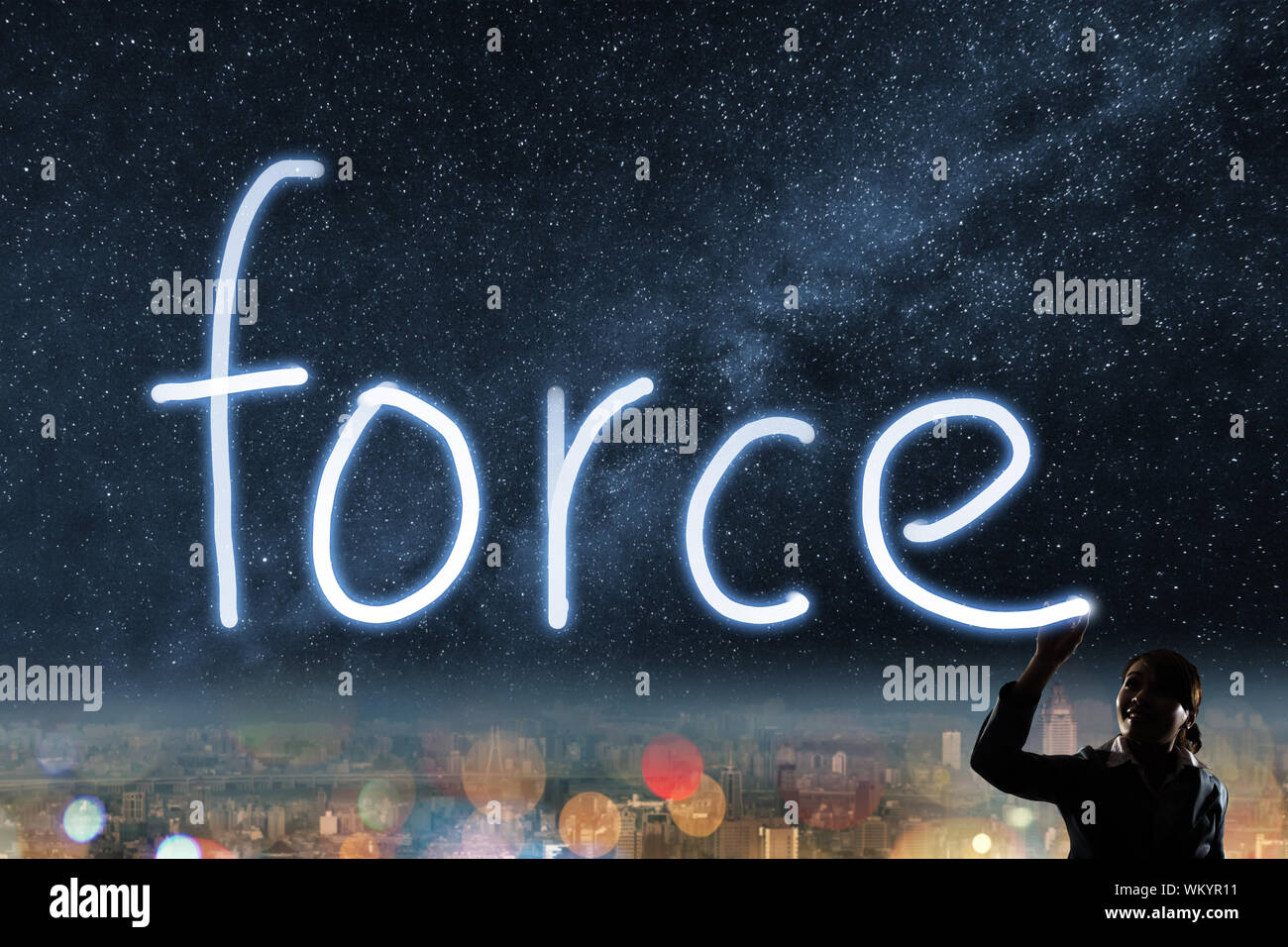 Notion de force, silhouette asian business woman light dessin Photo ...