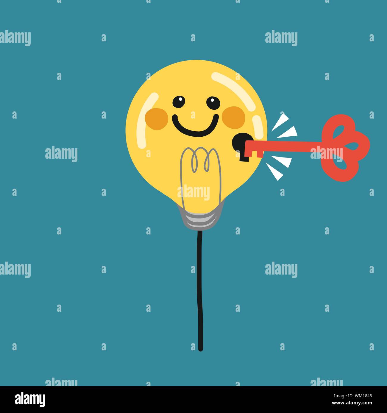 Light bulb cartoon smiley Banque d'images vectorielles - Alamy