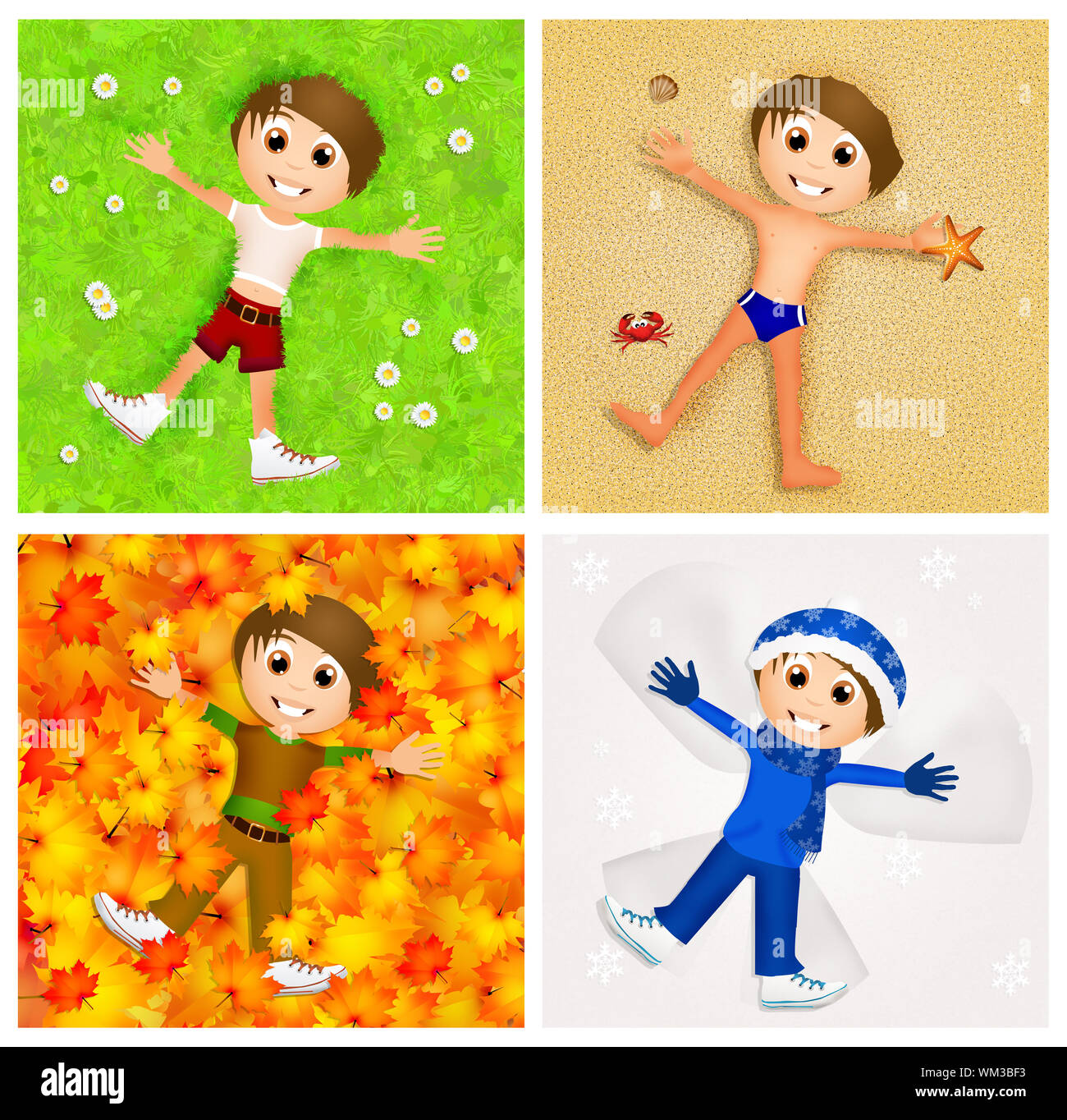 Four seasons cartoon illustration Banque de photographies et d’images à ...