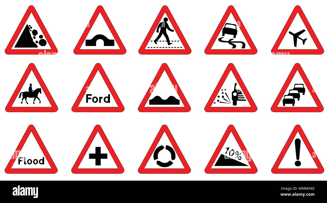 Panneaux de signalisation triangulaires Banque d'images détourées - Alamy