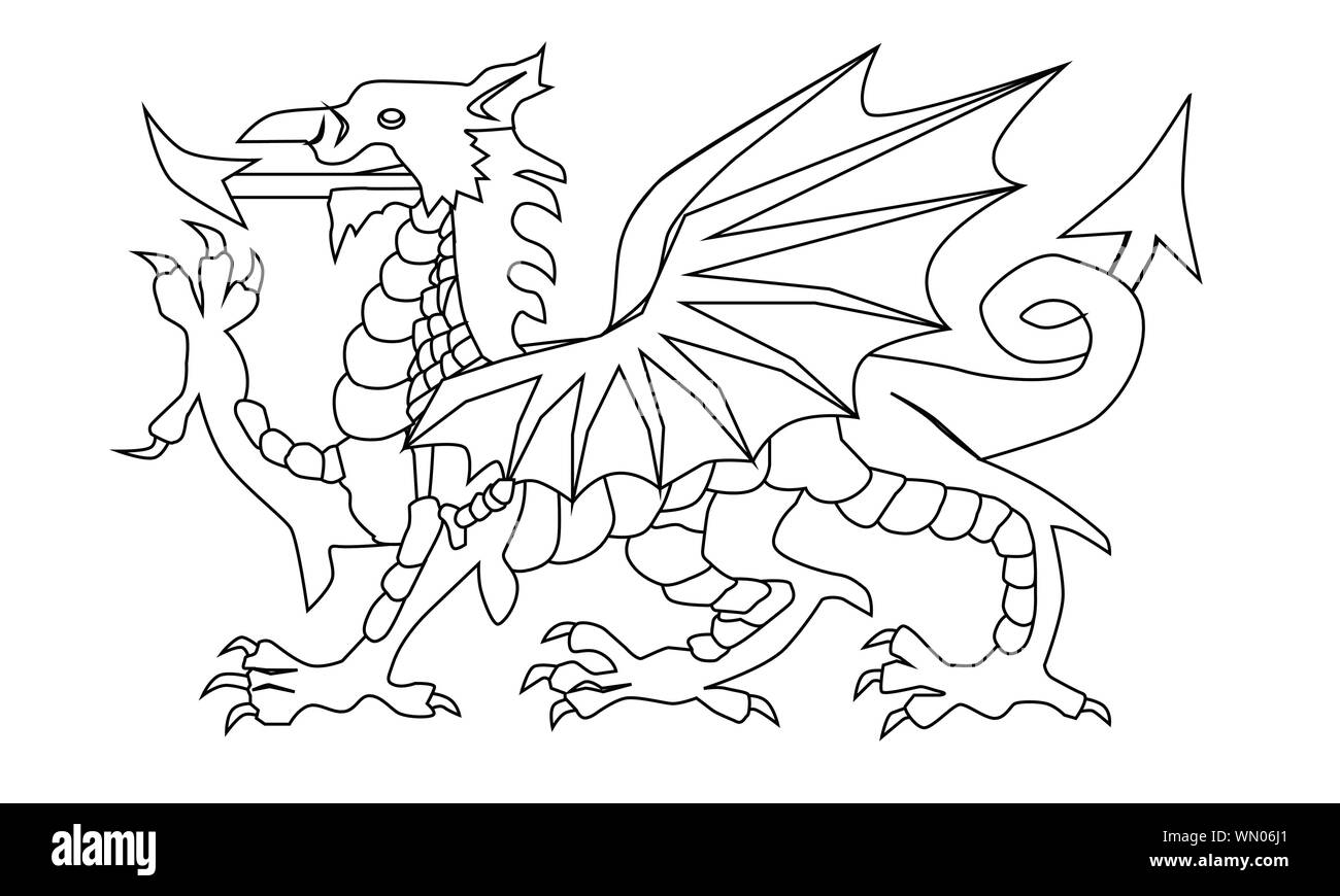 Dragon gallois Contours Image Vectorielle Stock - Alamy