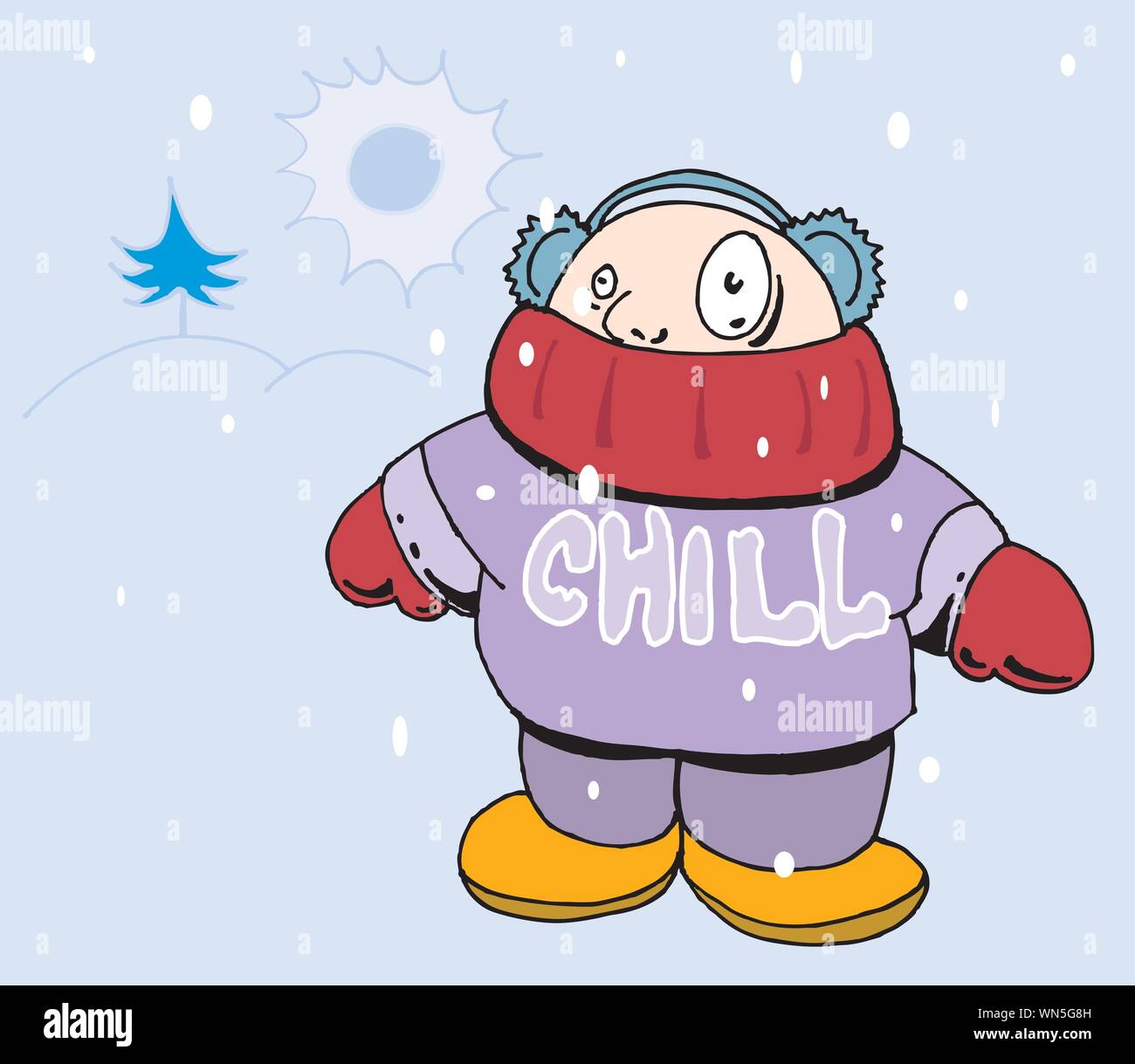 Vector cartoon illustration man freezing Banque de photographies et d ...
