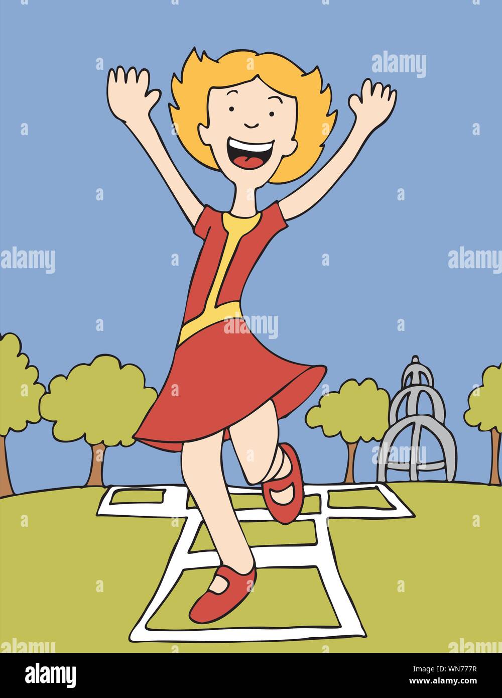 Fille jouant à la marelle Banque d'images vectorielles - Alamy