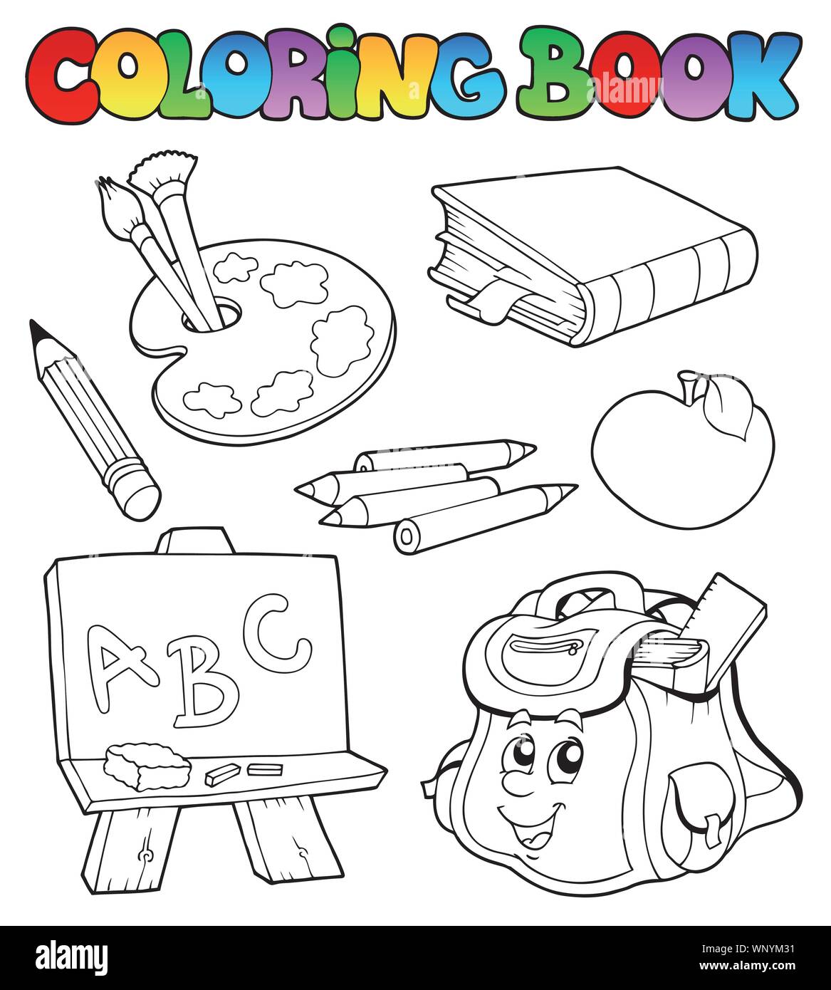 L'école livre à colorier des images 1 Image Vectorielle Stock - Alamy
