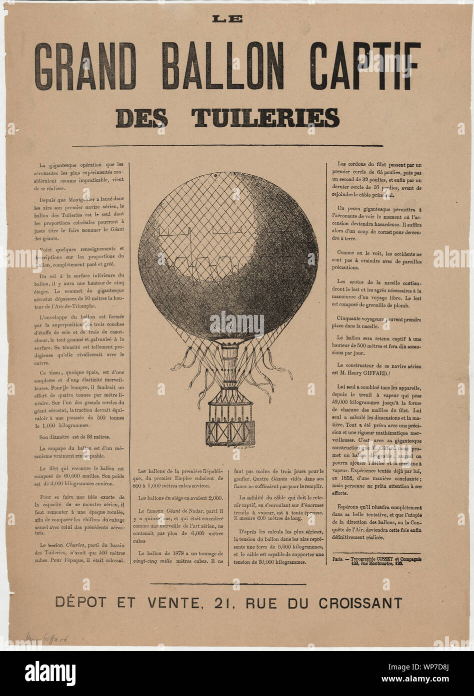 Le grand ballon captif des Tuileries ; Broadside annonçant Henri ...