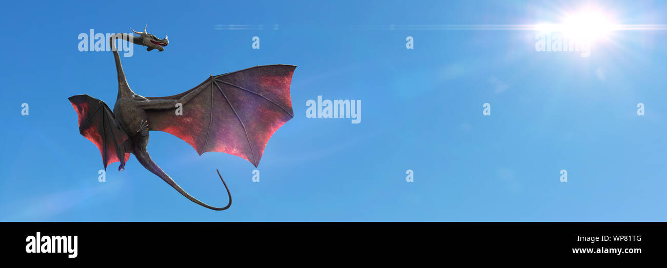 Dragon, créature ailé géant volant dans le ciel Photo Stock - Alamy