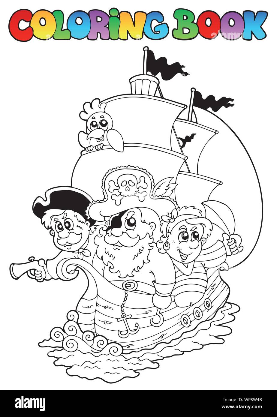 Pirates cartoon coloring book Banque d'images vectorielles - Alamy