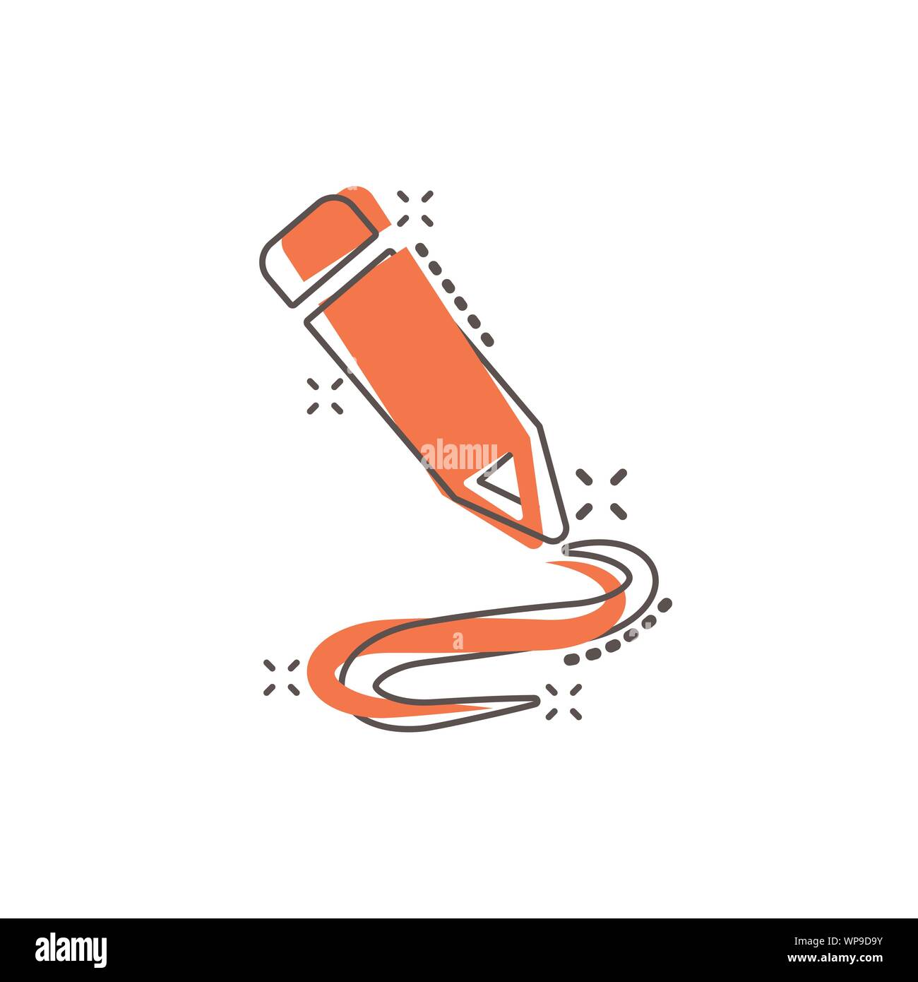 L'icône de crayon bloc-notes dans le style comique. Vector cartoon ...