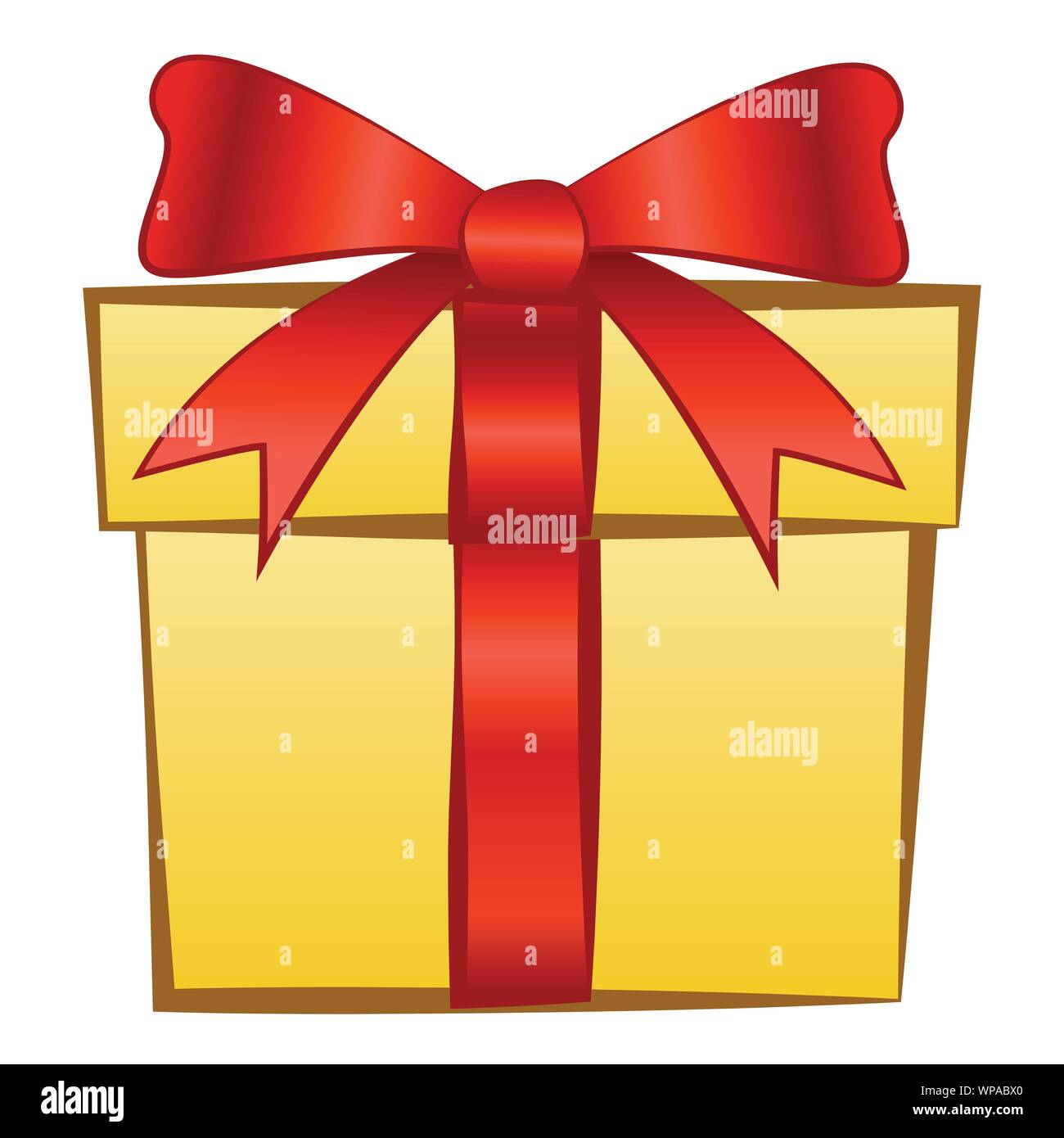 Cadeau jaune et rouge ruban bow,signe de salutation et heureux ...