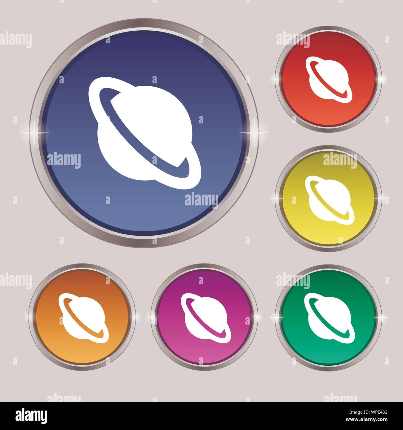 L'icône de la planète Jupiter signe. Le symbole rond sur les boutons de ...