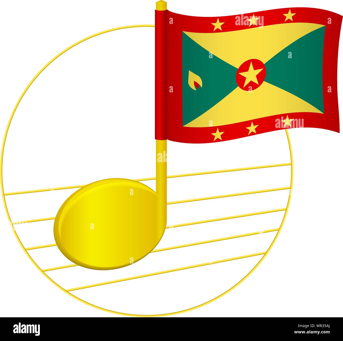 Grenade drapeau et note de musique. Arrière-plan de la musique. Drapeau ...