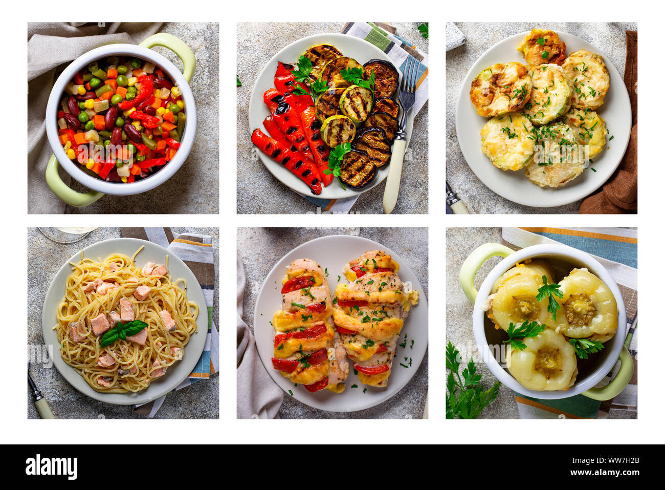 Collage des aliments. Différents plats faits maison Photo Stock - Alamy