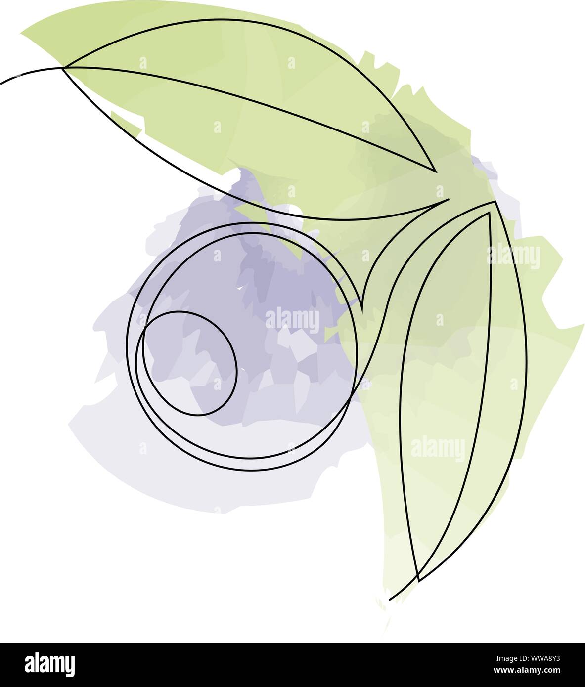 Seule ligne de dessin pour le logo de bleuets verger de l'identité ...