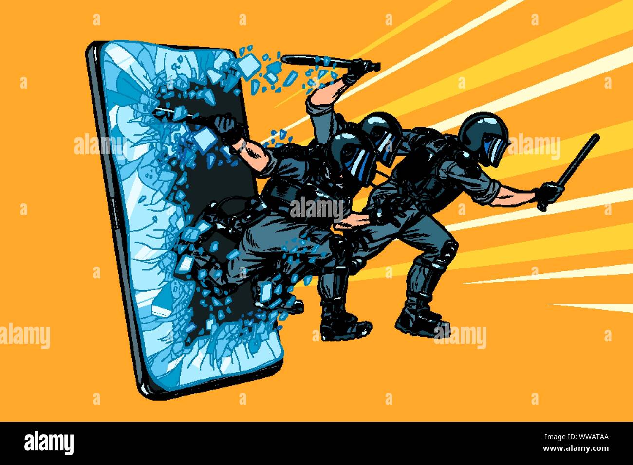 Les cyberagents concept. l'État contrôle l'Internet. L'arrestation du ...