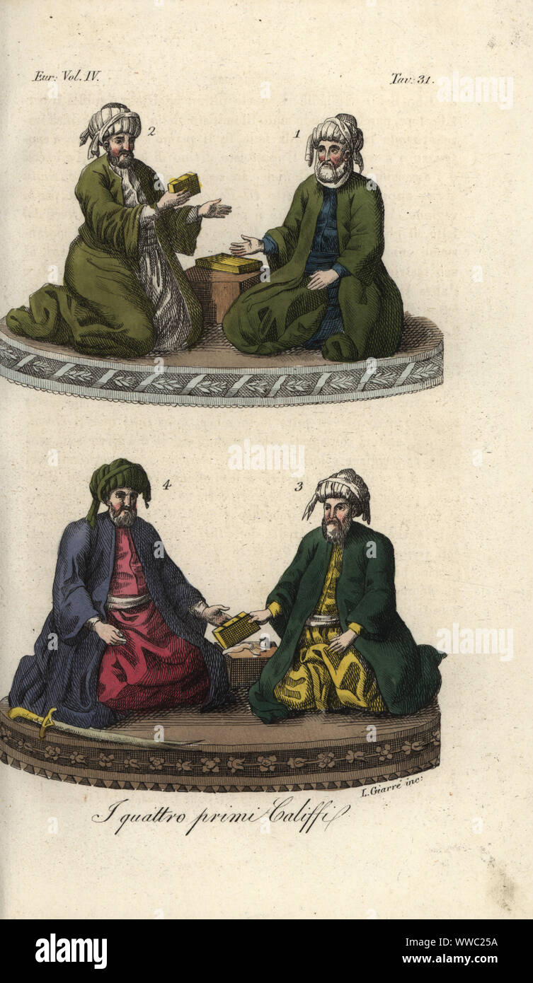 Les quatre premiers Califes, héritiers du Prophète Mohammed, en ordre ...