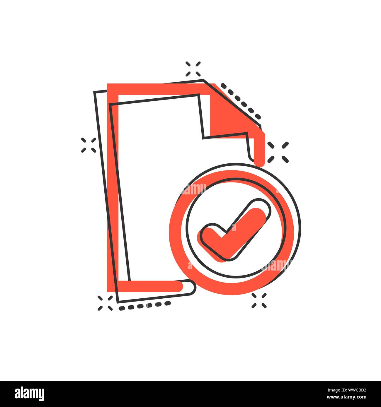 Icône de document de conformité dans le style comique. Cartoon vector ...