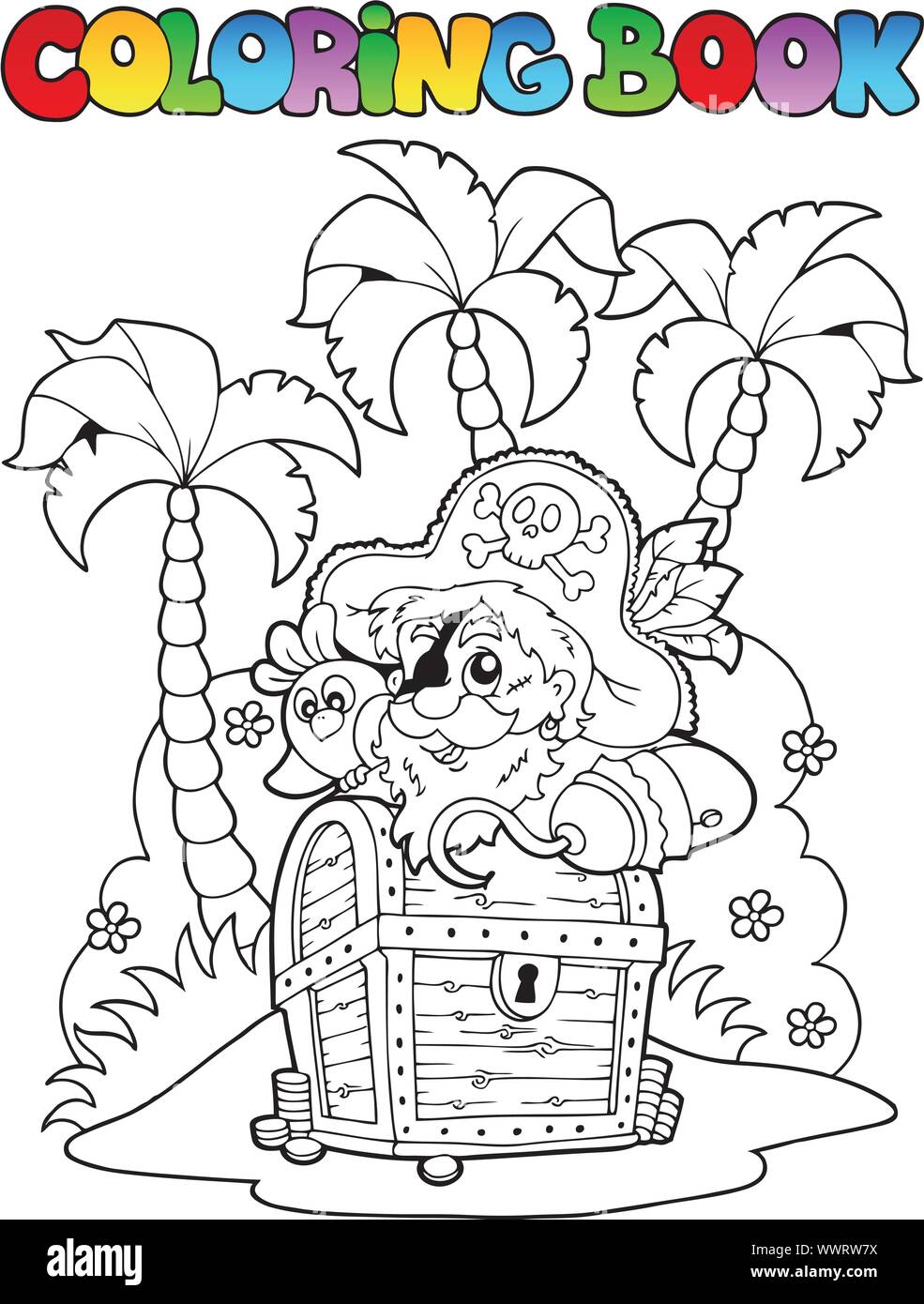 Pirate treasure coloring book Banque d'images vectorielles - Alamy