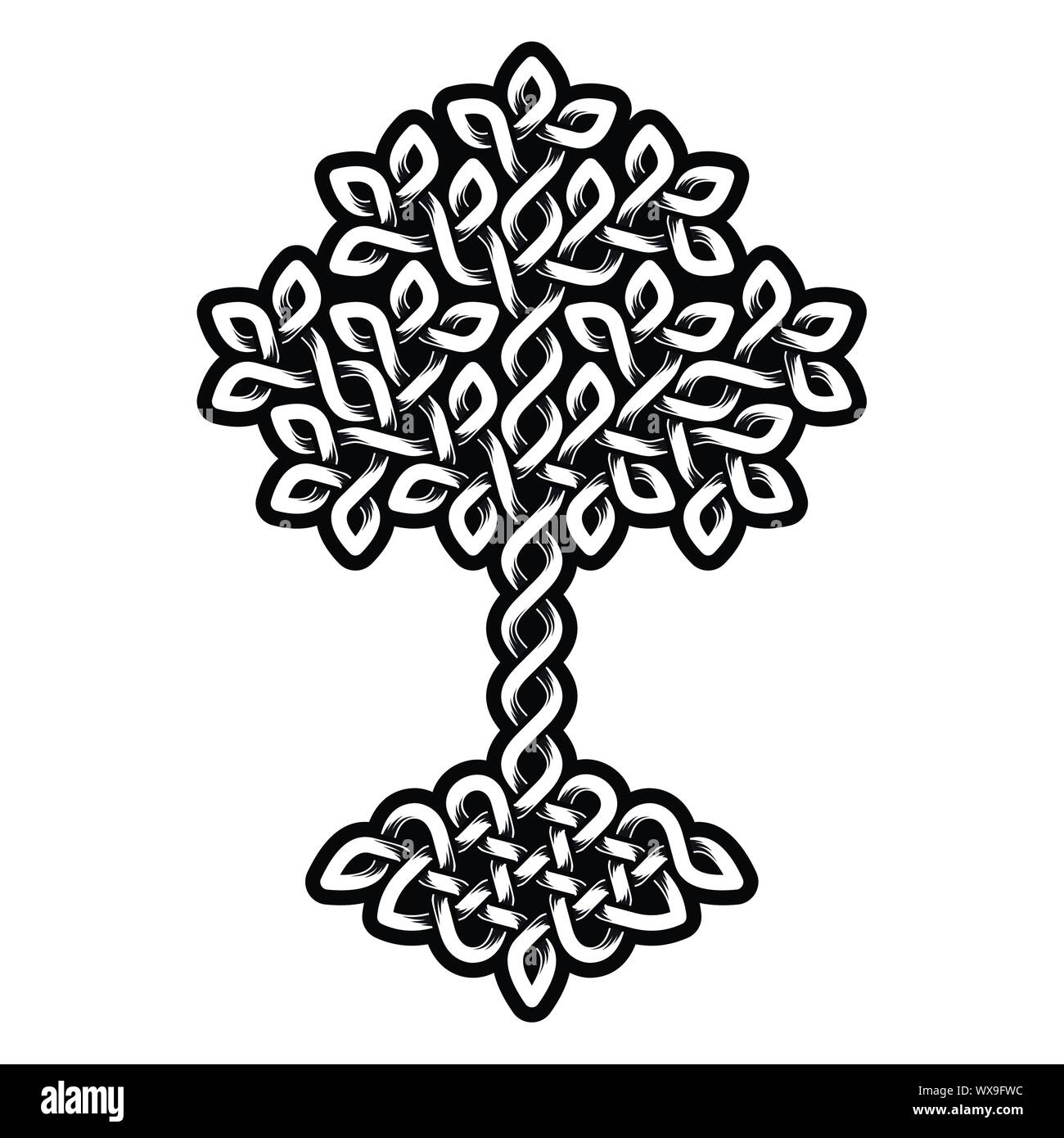 Illustration de l'arbre de vie celtique, version noir et blanc, vector ...