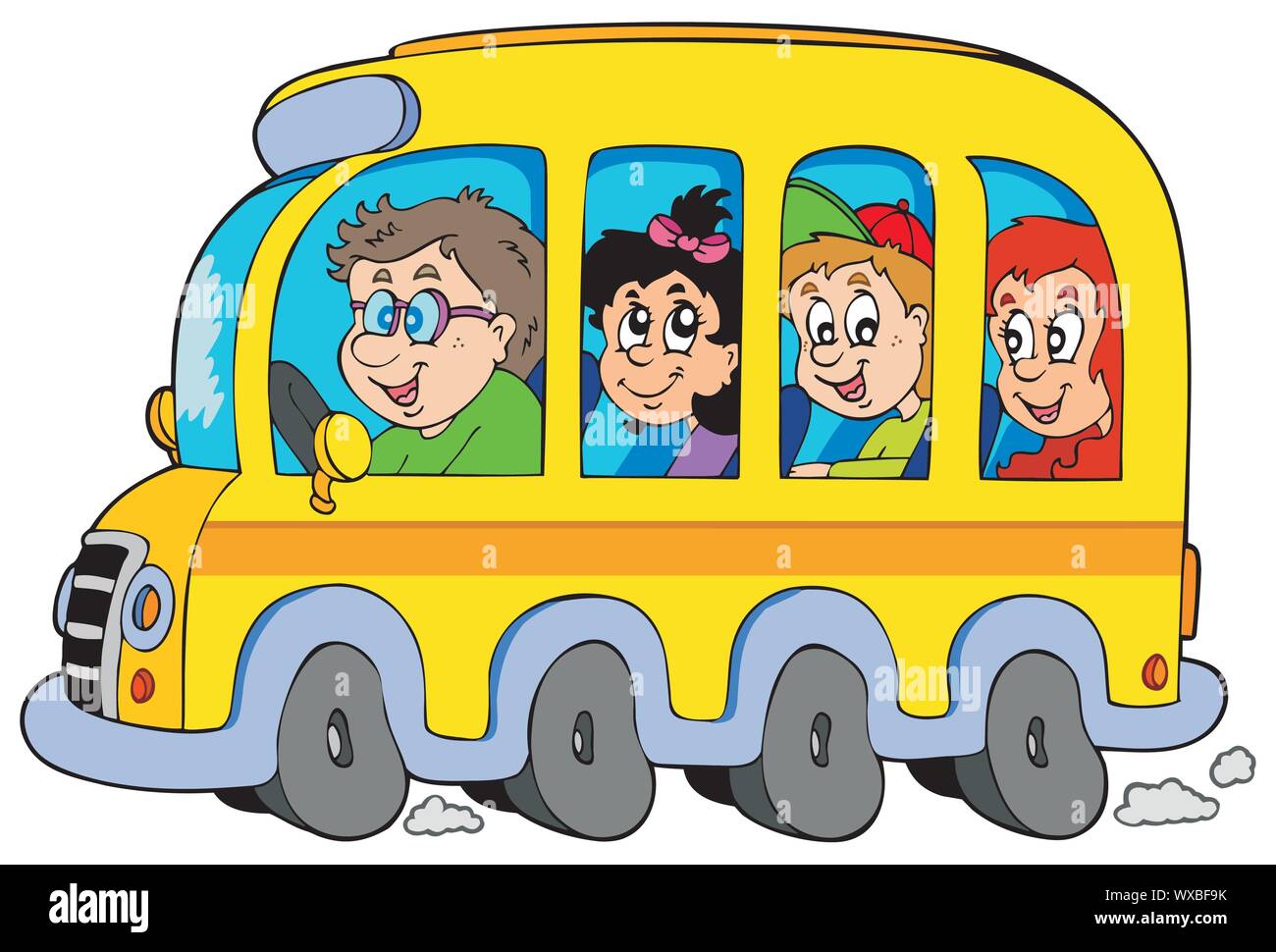 Bus de l'école de dessin animé avec des enfants Image Vectorielle Stock ...
