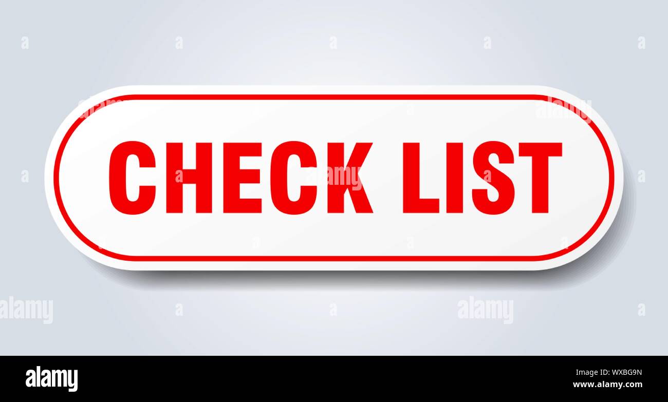 Check list sign. check list autocollant rouge arrondi de la liste de ...