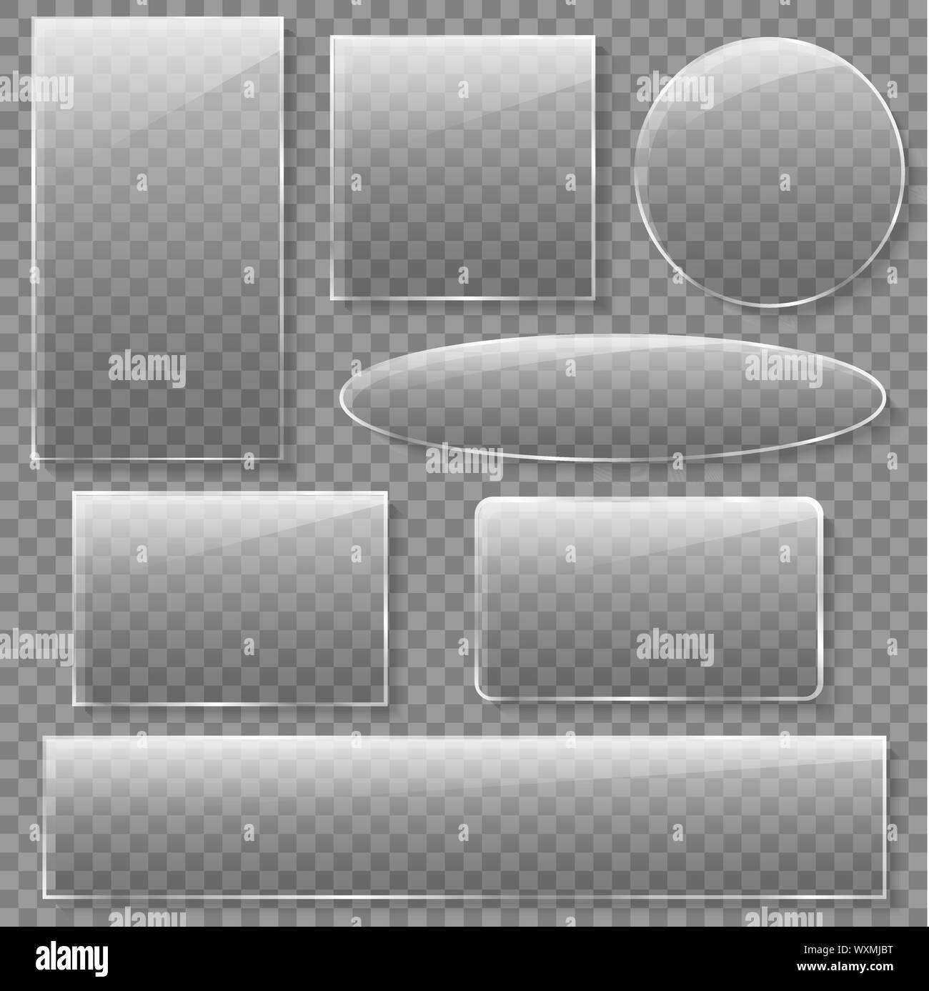 Jeu de plaques de verre, carré, rectangle et rond. vector illustration ...
