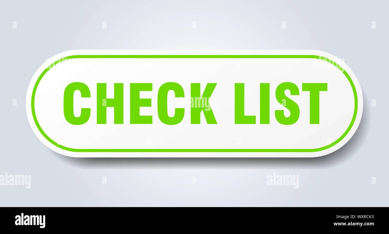 Check list sign. check list autocollant vert arrondi de la liste de ...