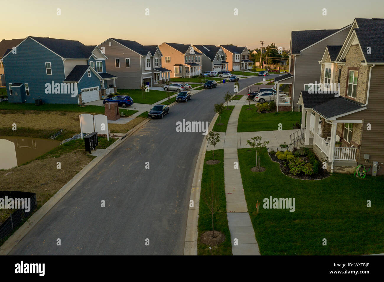 Vue aérienne de la nouvelle construction américain typique de la rue du ...