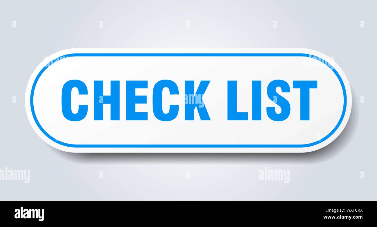 Check list sign. check list autocollant bleu arrondi de la liste de ...