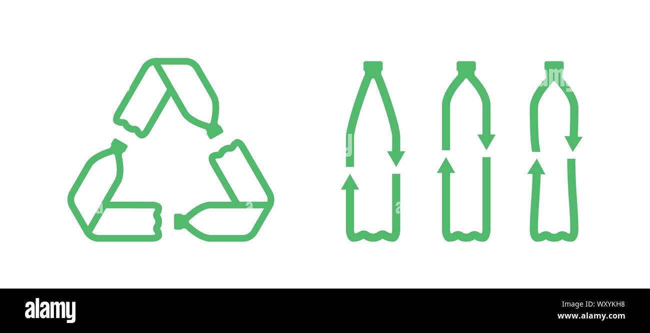 Bouteilles en forme de boucle mobius symbole de recyclage ou avec des ...