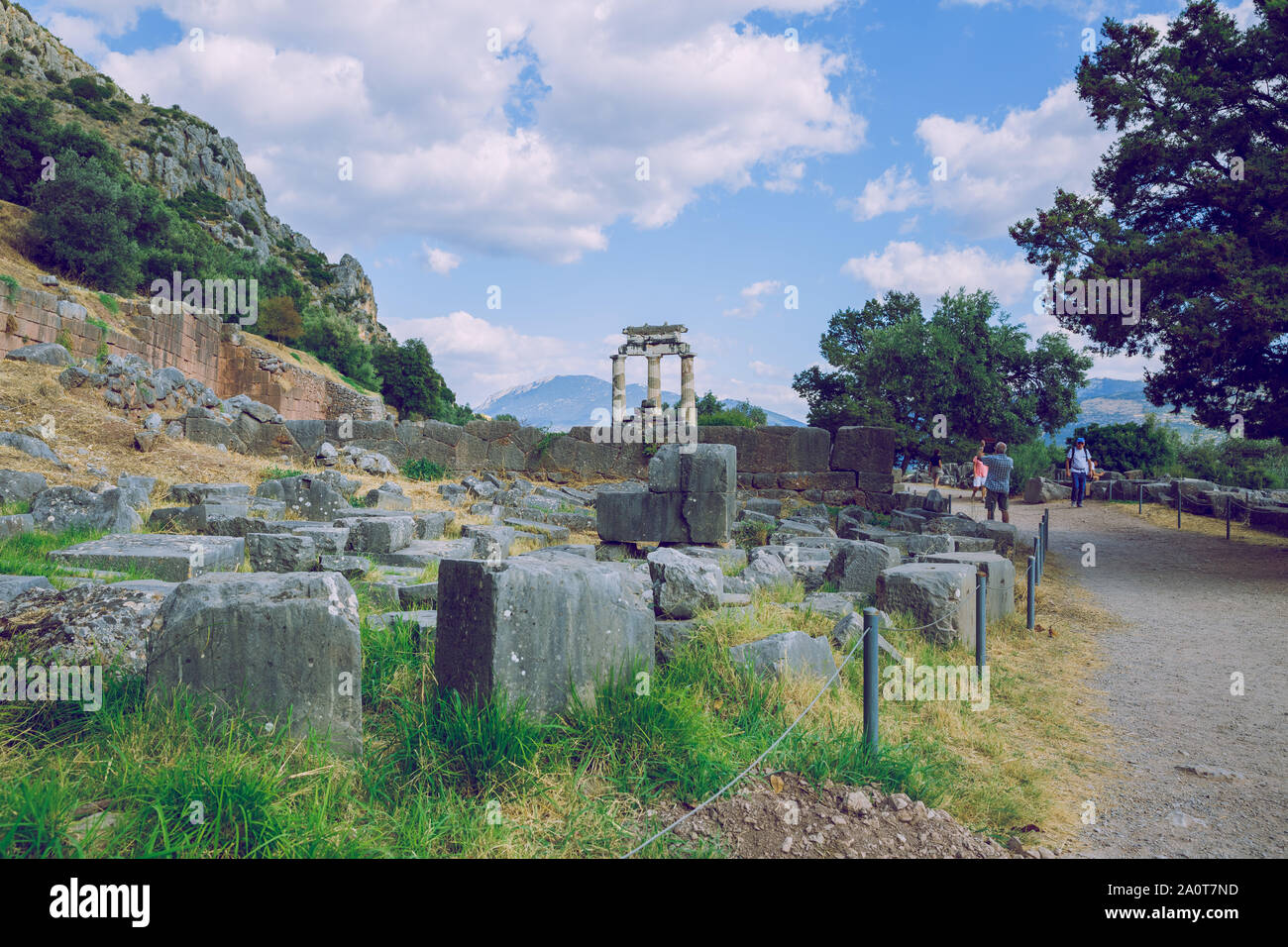 Città Delphi. Repubblica greca. Antiche rovine greche e colonne da ...