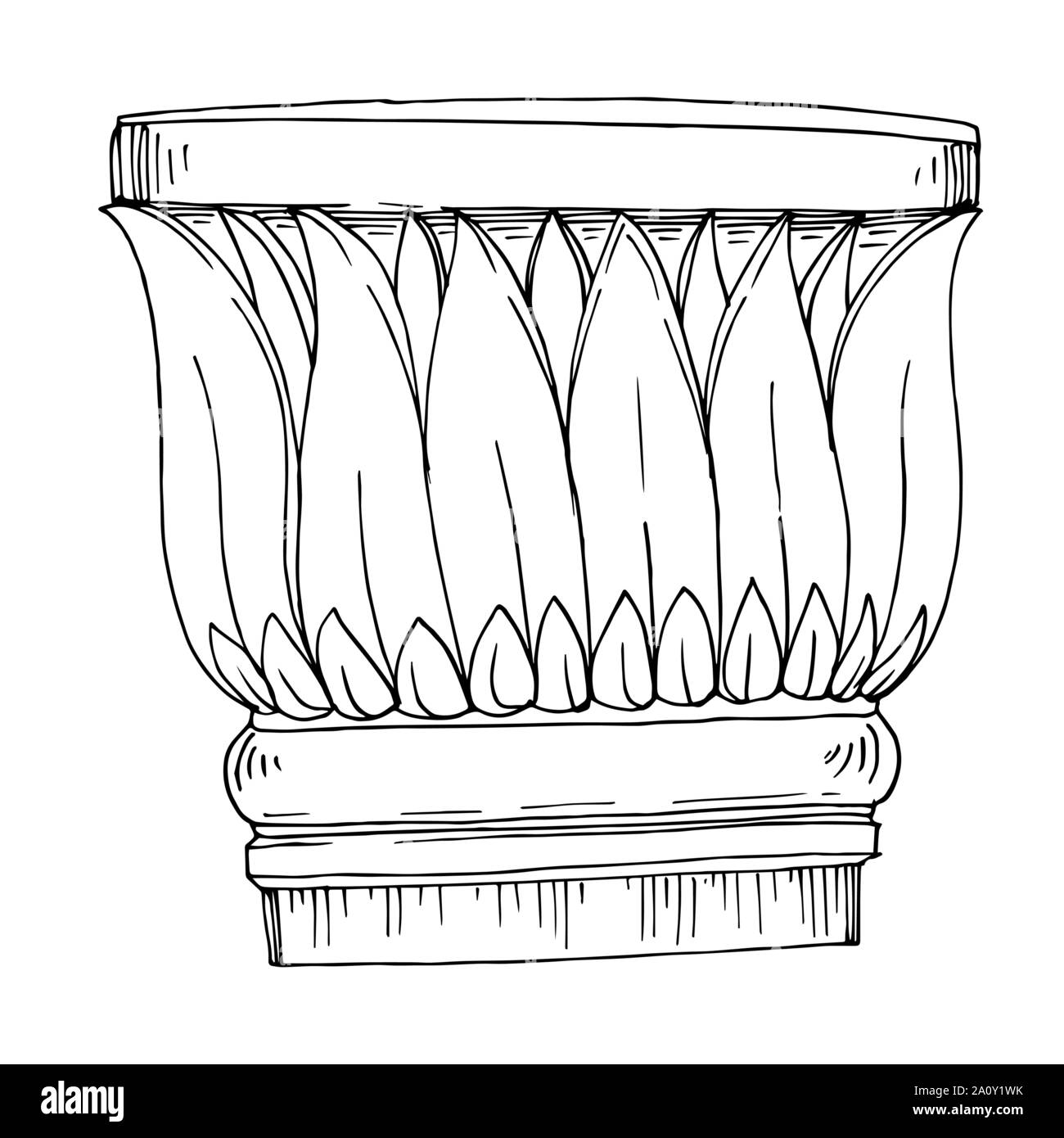 Vettore greco antico colonne. Bianco e nero inchiostro inciso art ...