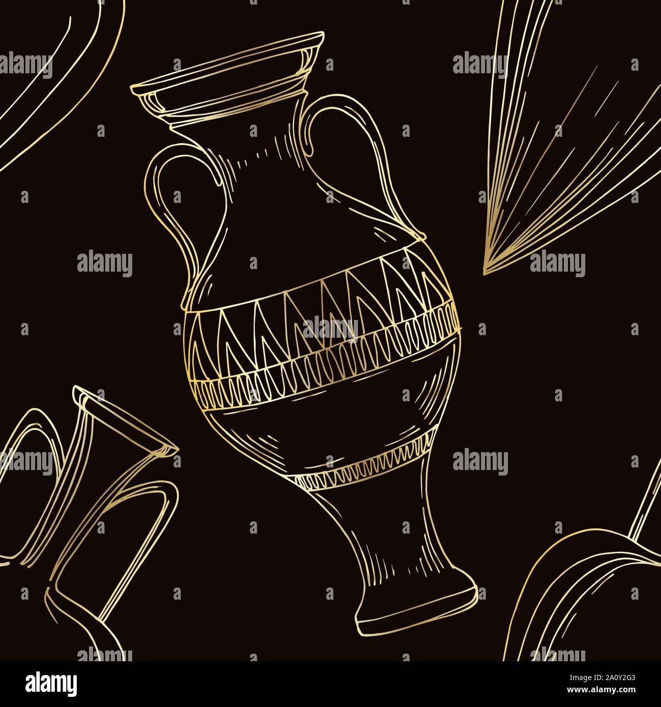 Vector antiche anfore greche. Bianco e nero inchiostro inciso art ...