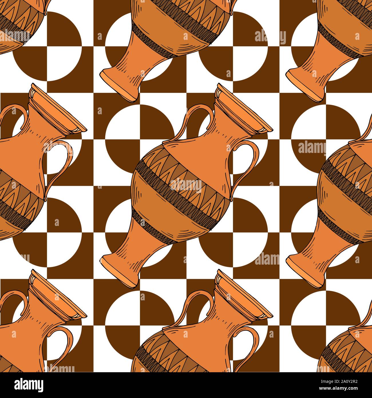 Vector antiche anfore greche. Bianco e nero inchiostro inciso art ...