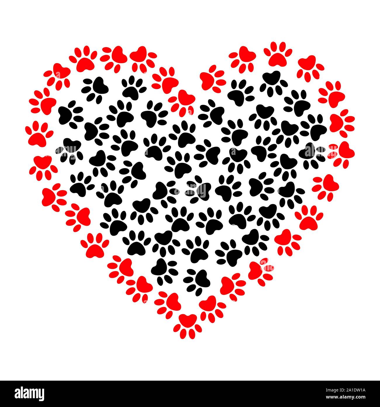 A forma di cuore ad cornice fatta di animale di stampe della zampa ...
