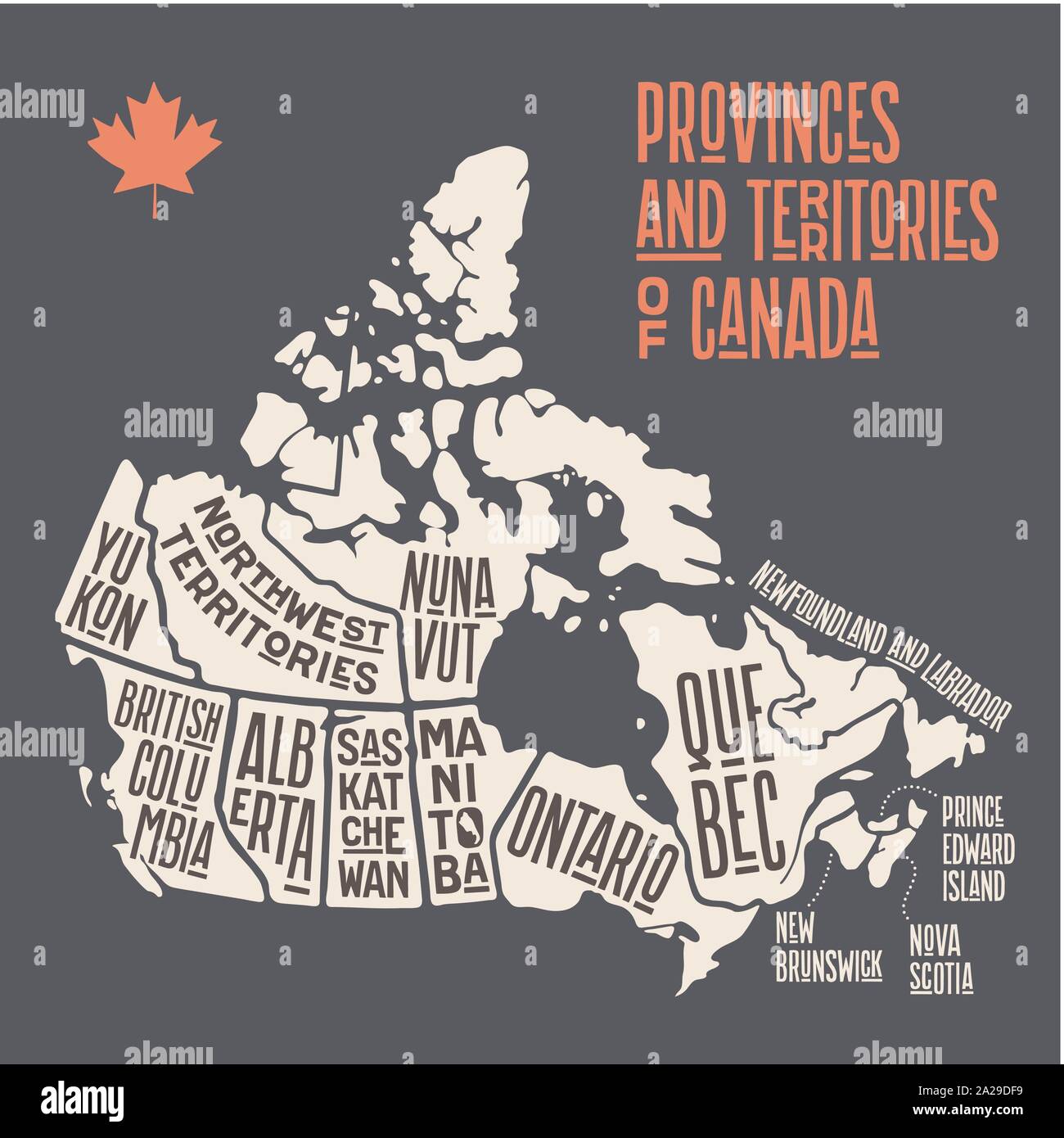 Mappa Canada. Mappa poster delle province e territori del Canada ...