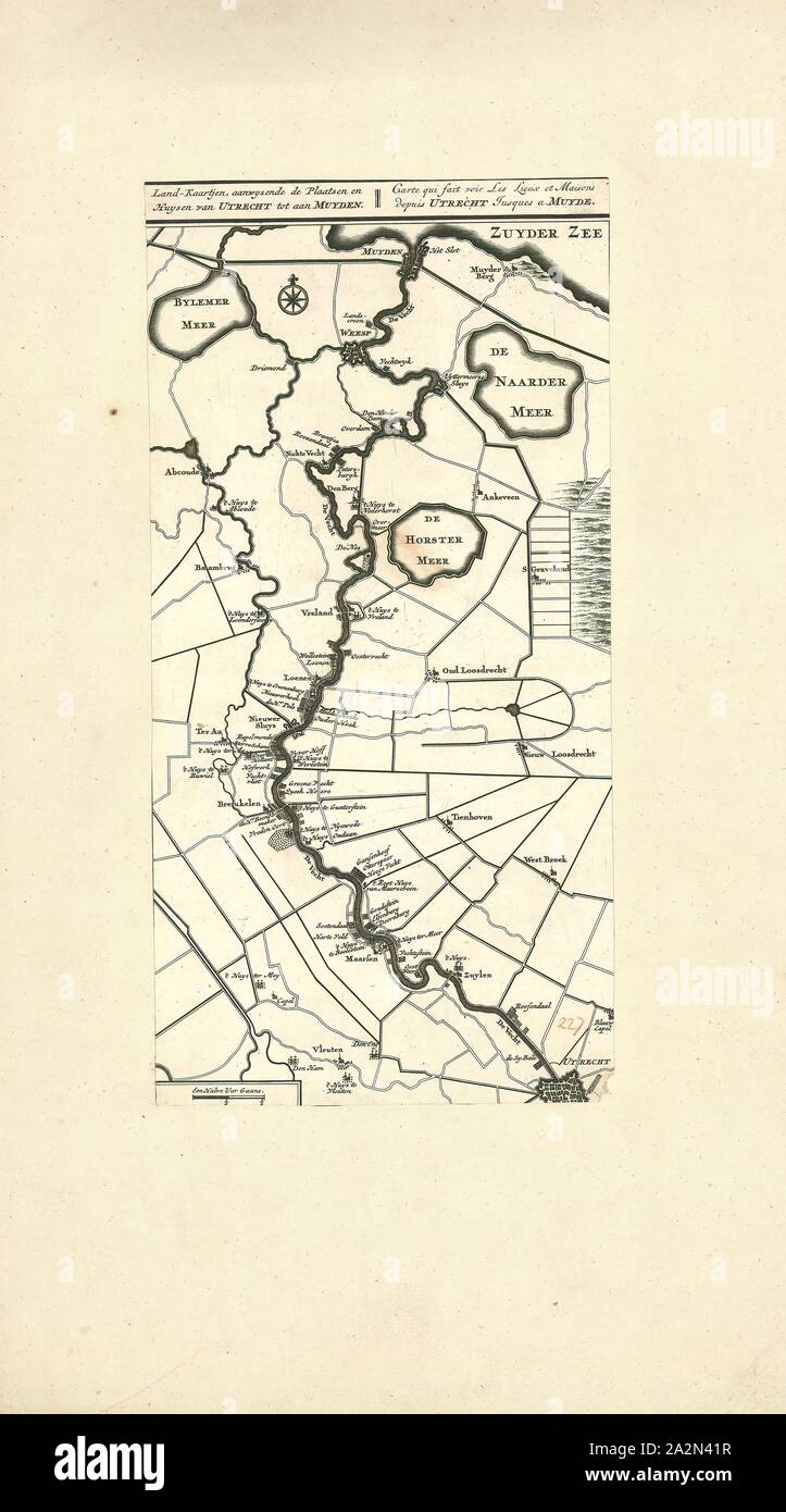 Mappa Land-kaartjen, aanwysende de plaatsen en huysen van Utrecht tot ...