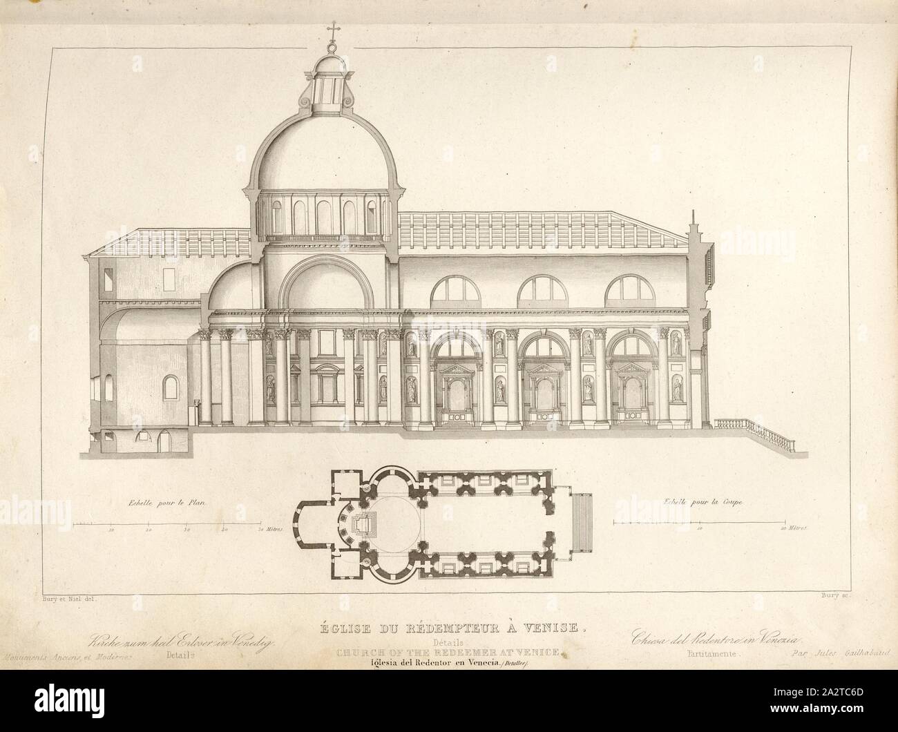 Chiesa del Redentore a Venezia. Dettagli, la sezione trasversale e la ...
